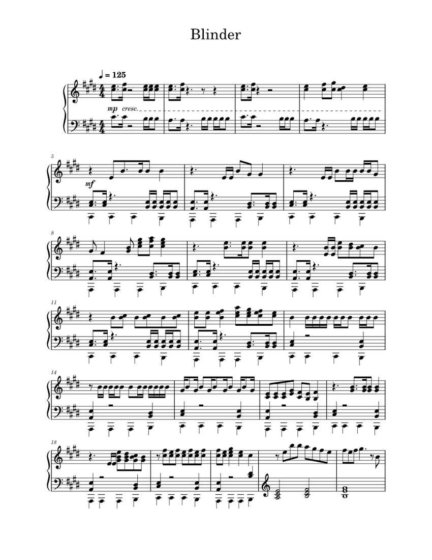 Blinder - KINGDOM (킹덤) Sheet music for Piano (Solo) | Musescore.com