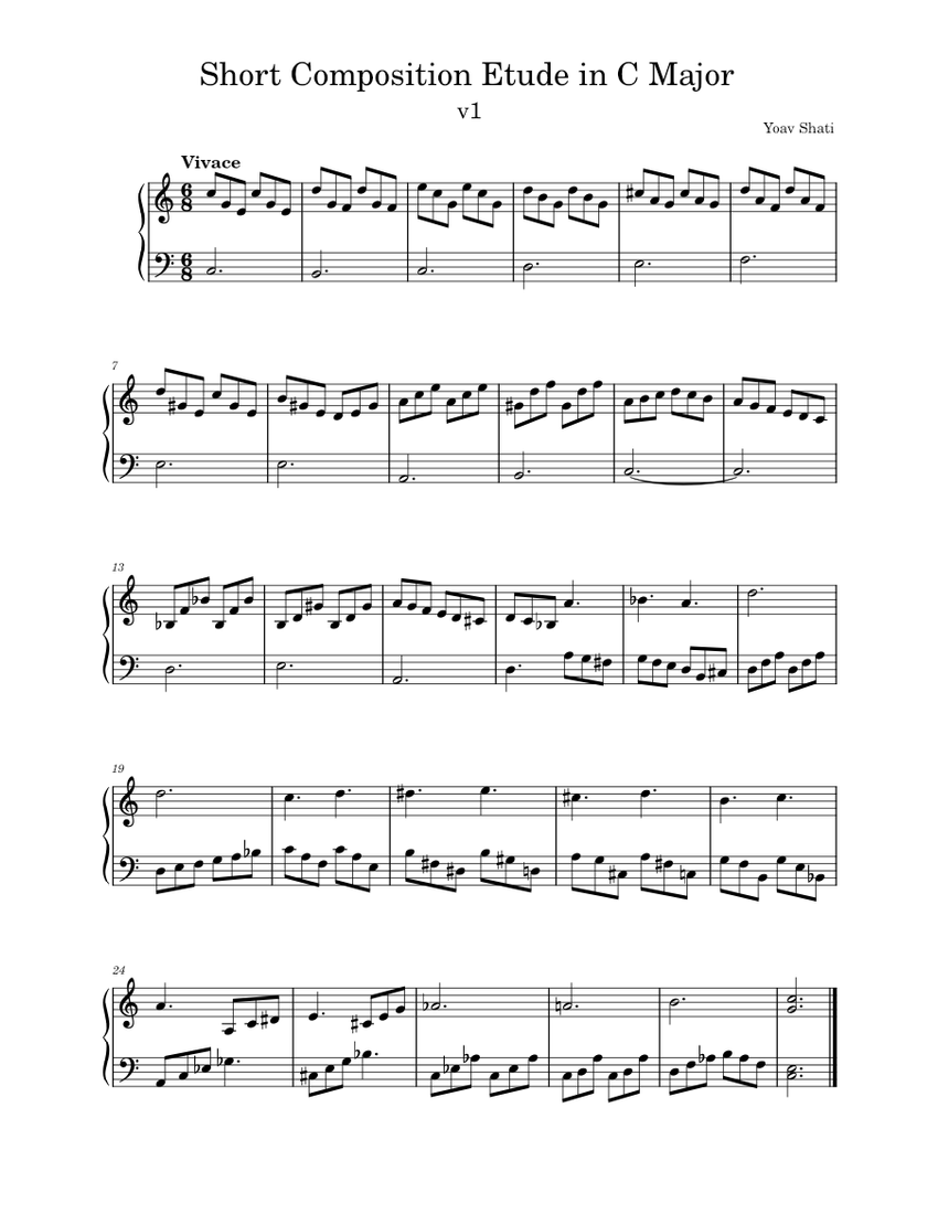 Short Composition Etude in C Major - piano tutorial