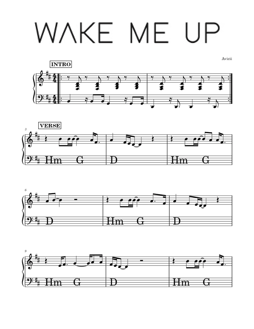 Wake Me Up – Avicii Sheet music for Piano (Solo) | Musescore.com