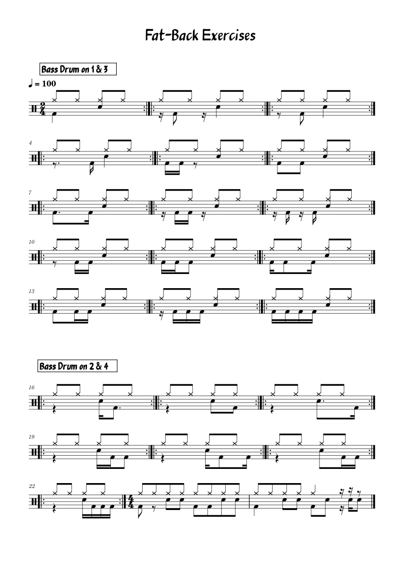 Fat-Back – UNKOWN Fat-Back Exercise Sheet music for Drum group (Solo ...