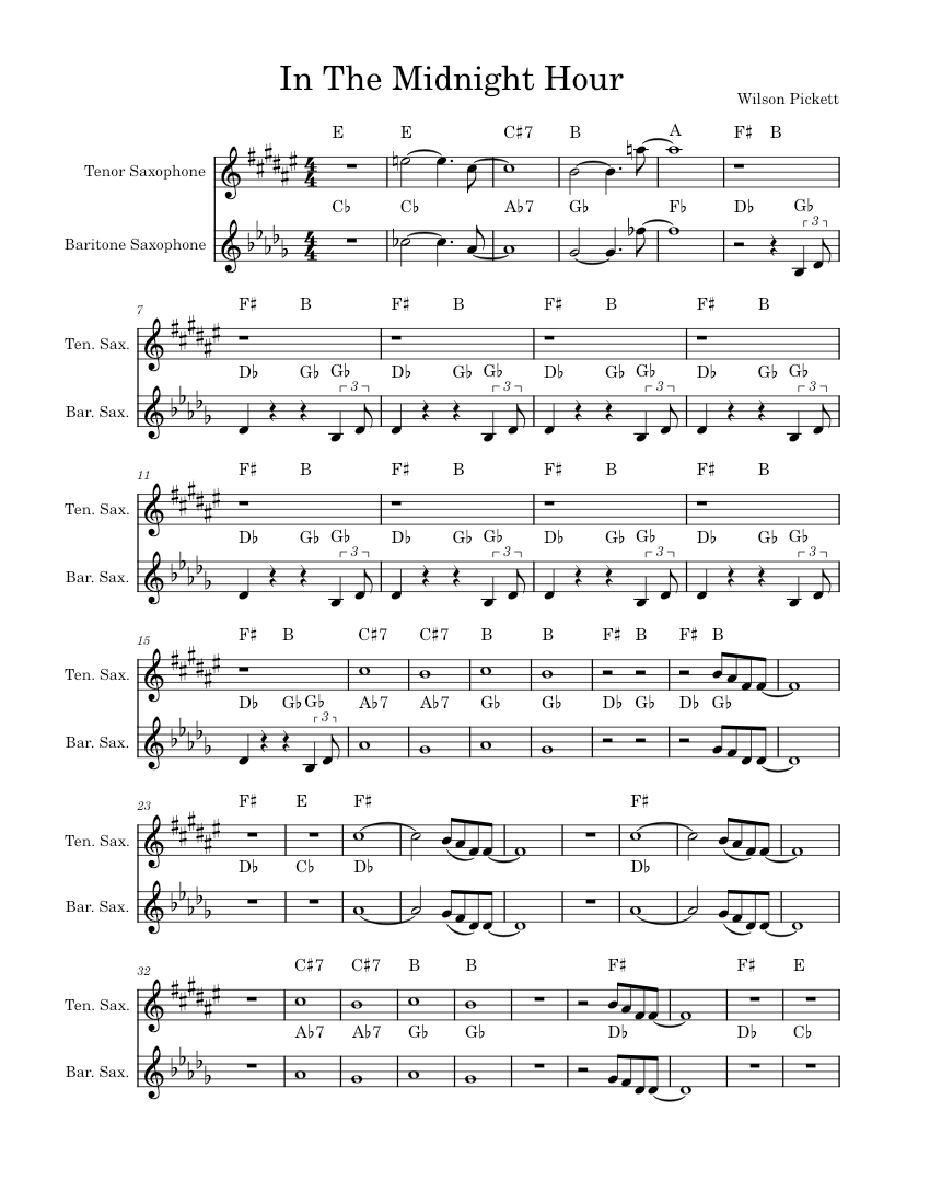 In the midnight hour – Wilson Pickett - Bb Horn Part Sheet Music for ...
