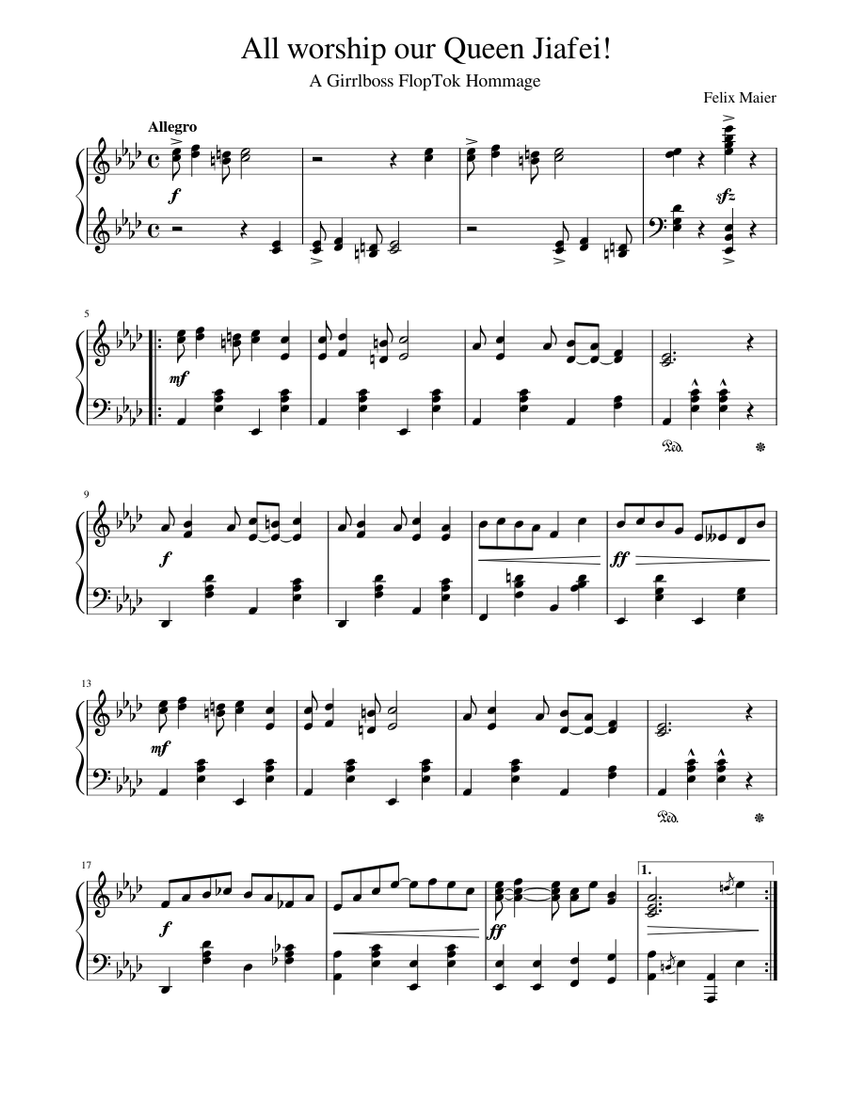 All worship our Queen Jiafei! Sheet music for Piano (Solo) | Musescore.com
