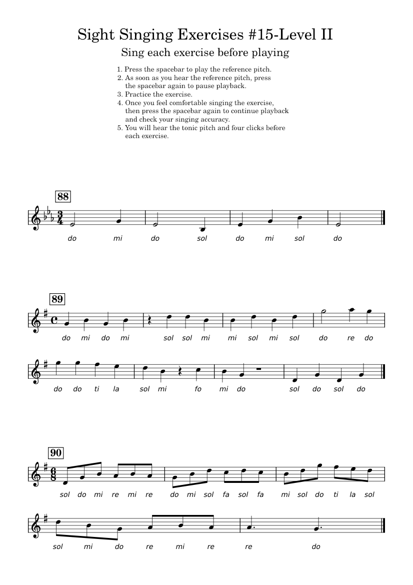 Sight Singing Exercises #15-Level II Sheet music for Vocals (Solo ...