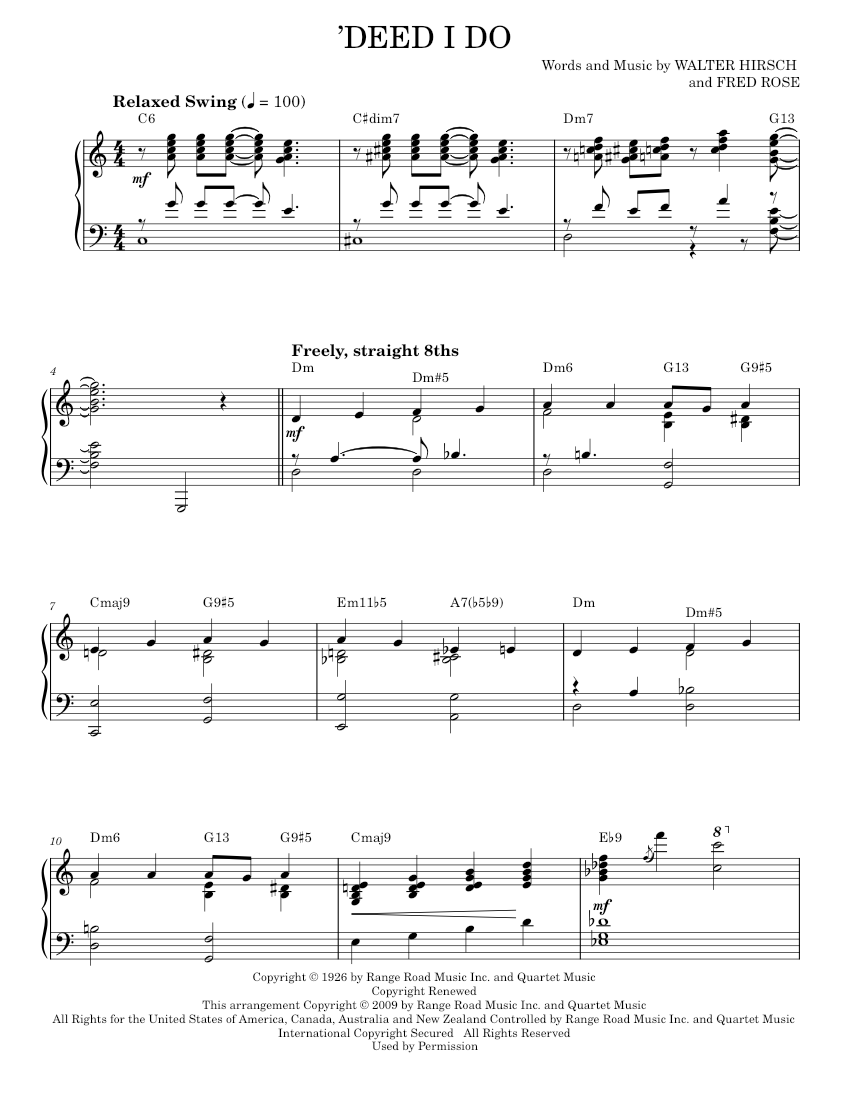 Play Official version of 'Deed I Do (arr. Brent Edstrom) sheet music by ...