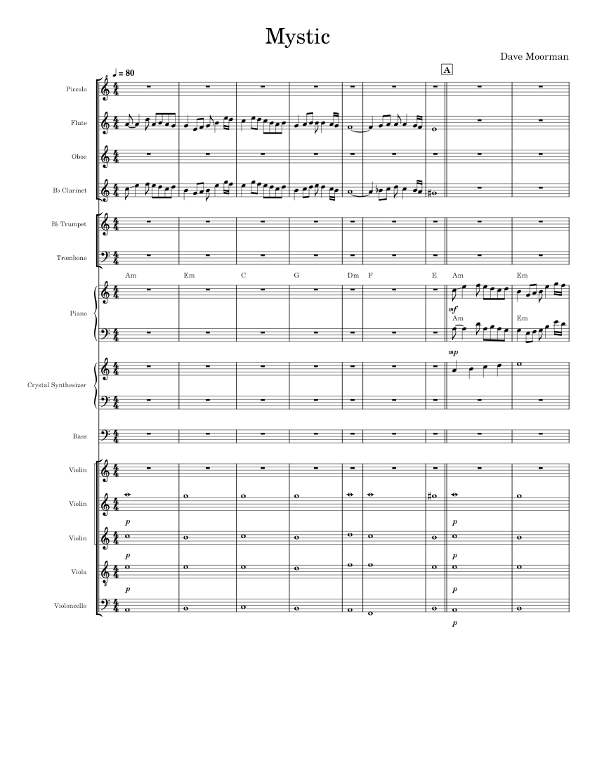 Mystic - Dave Moorman Sheet music for Piano, Trombone, Bass voice ...