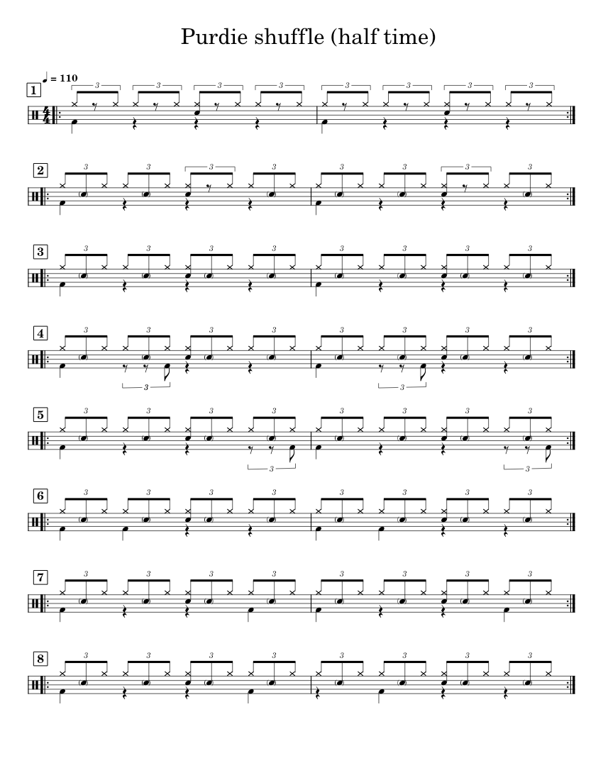 Purdie half time shuffle Sheet music for Drum group (Solo) | Musescore.com