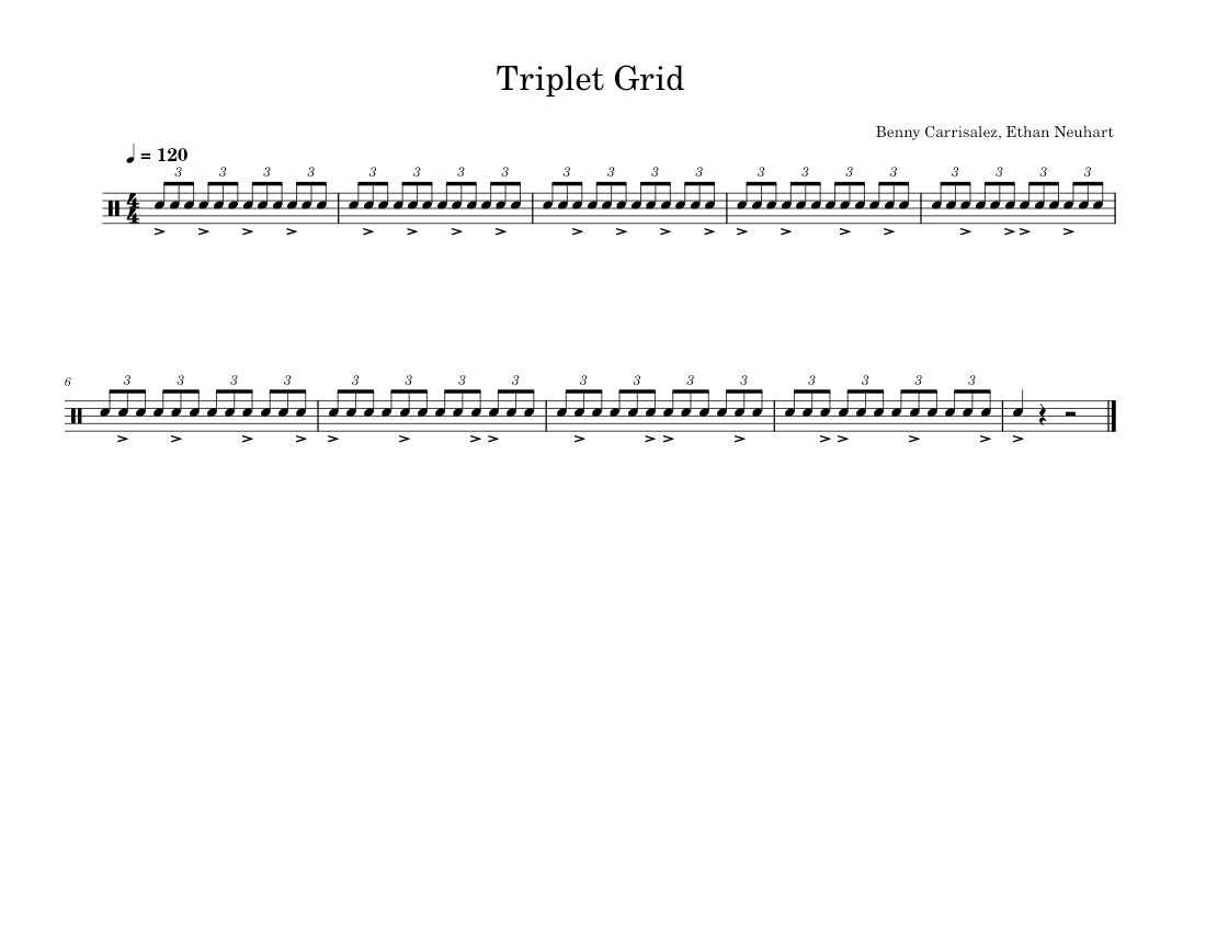 Triplet Grid Sheet music for Snare drum (Solo) | Musescore.com