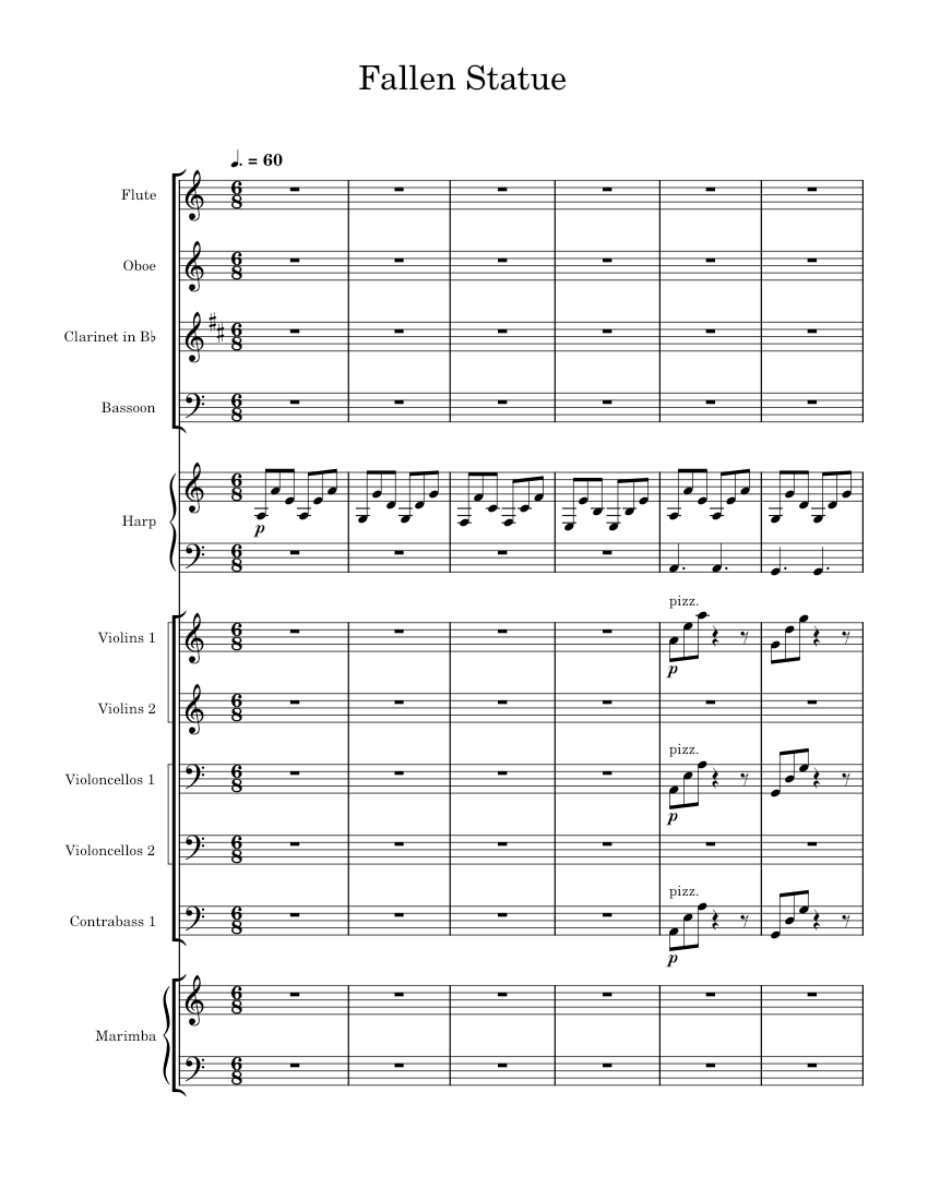 Fallen Statue Sheet Music for Flute, Oboe, Bassoon, Marimba & more ...