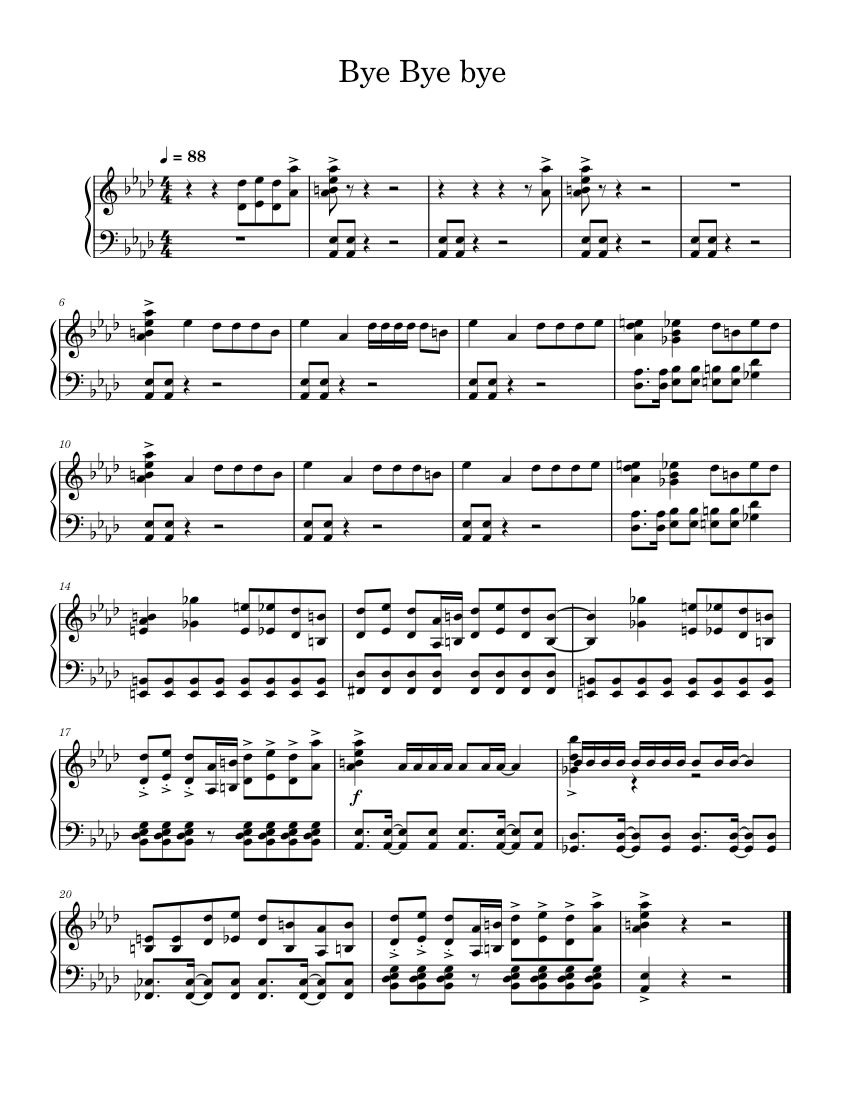 Bye bye bye – *NSYNC Sheet Music for Piano (Solo) | MuseScore.com
