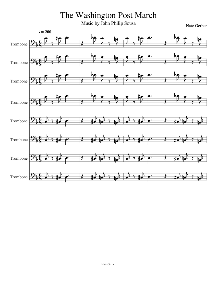 The Washington Post March Sheet music for Trombone (Brass Ensemble ...