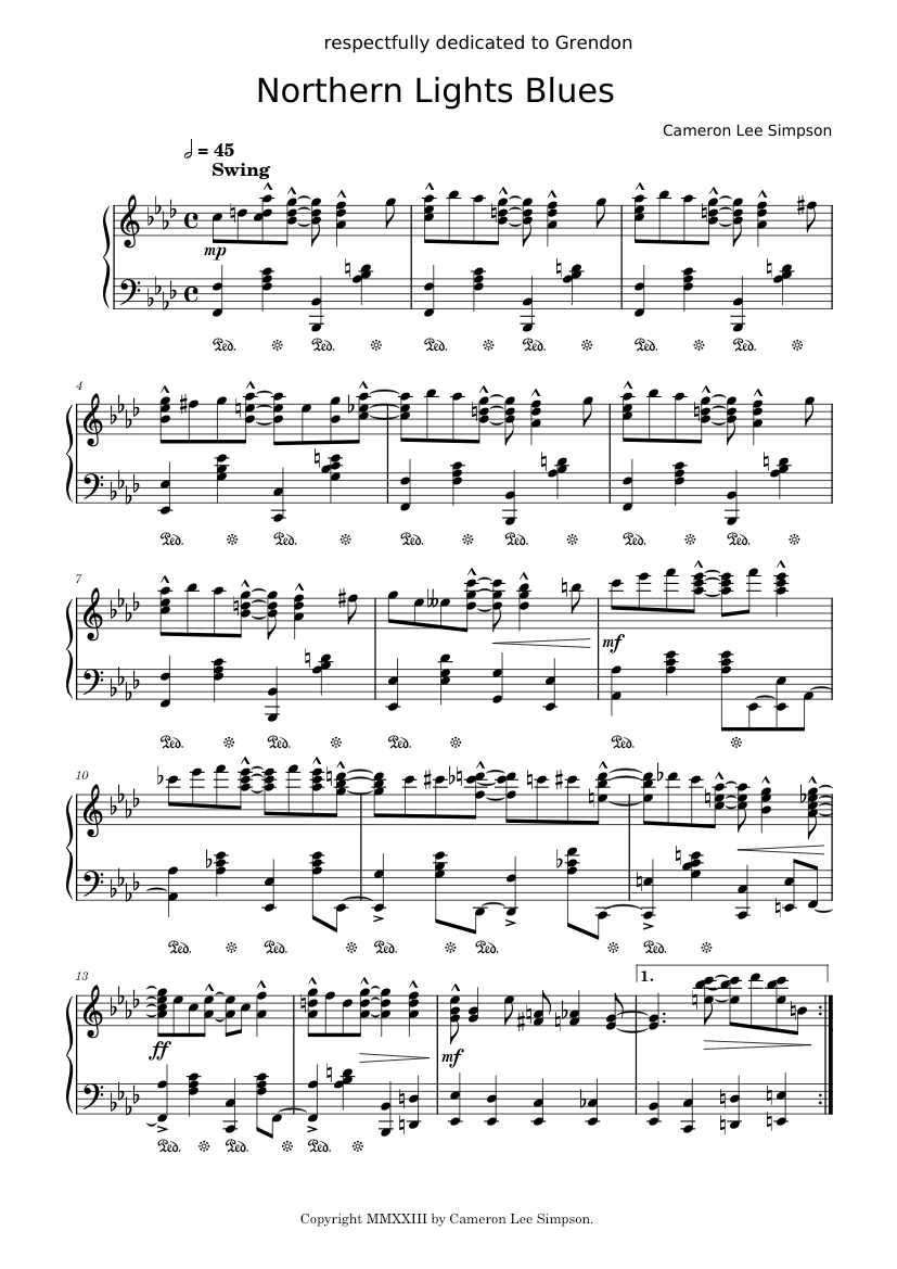 Northern Lights Blues Sheet music for Piano (Solo) | Musescore.com