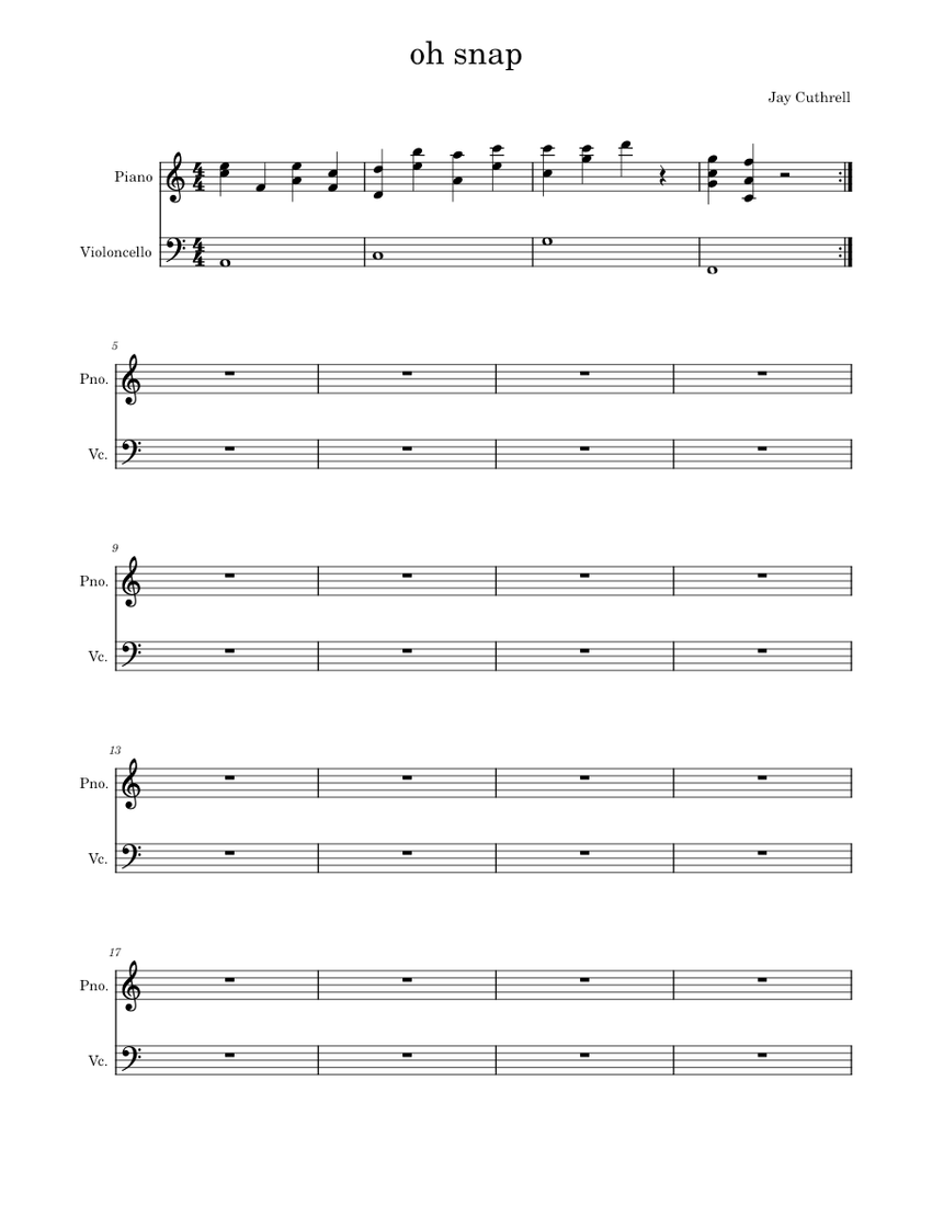 oh_snap Sheet music for Piano, Cello (Mixed Ensemble) | Musescore.com