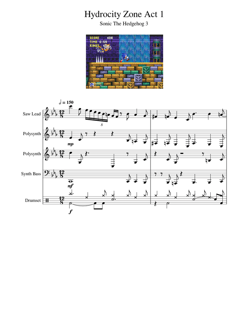 Hydrocity Zone - Act 1 - Sonic 3 Sheet music for Drum Group ...