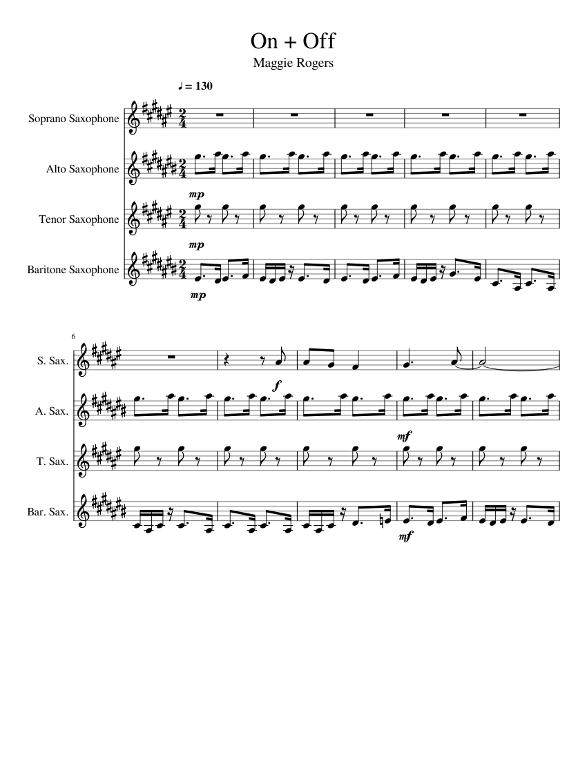 On + Off Sheet music for Saxophone (Alto), Saxophone (Tenor), Saxophone ...