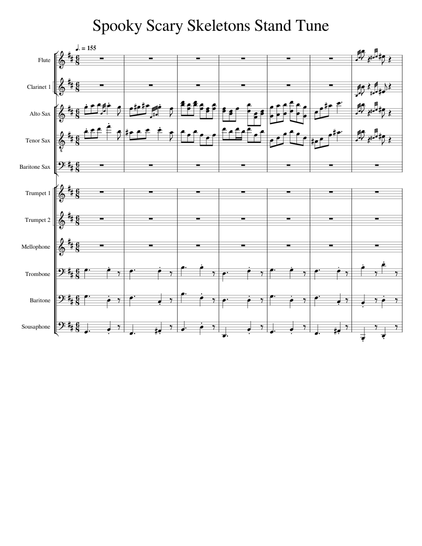 Spooky Scary Skeletons - Stand Tune Sheet music for Trombone ...