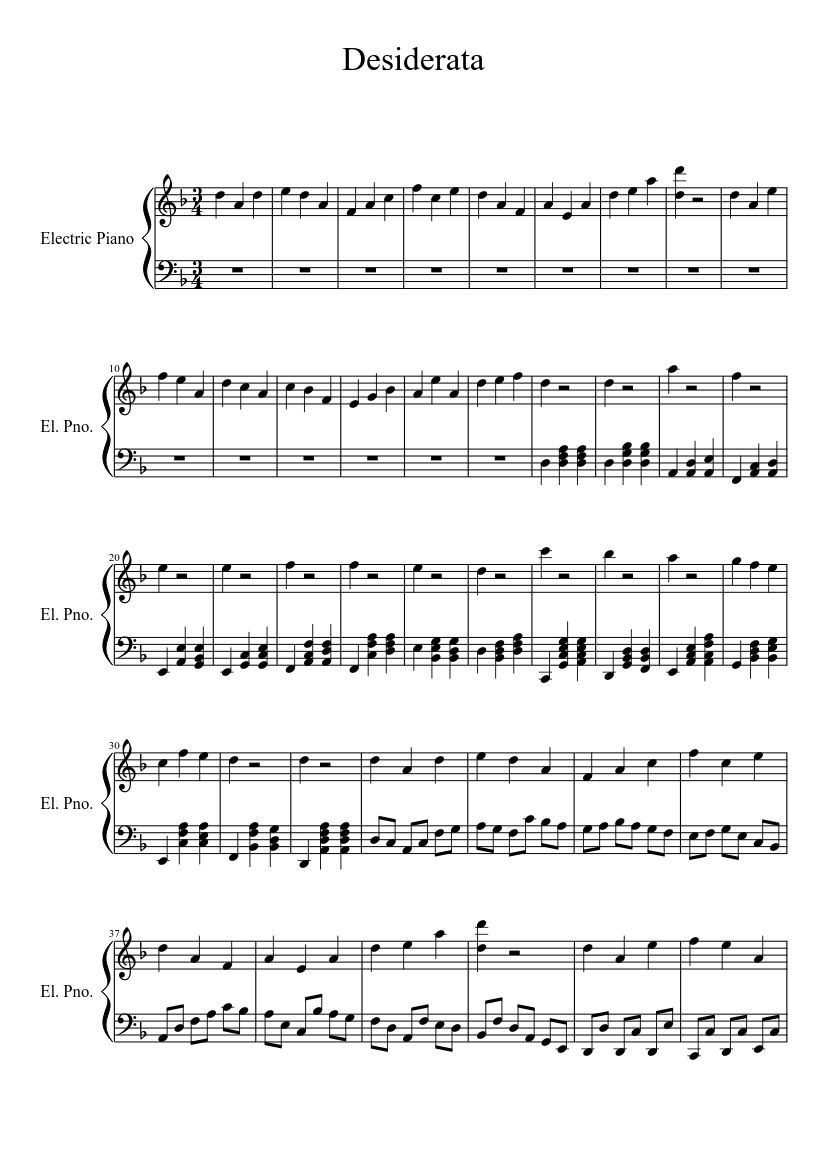 Desiderata (WIP) Sheet music for Piano (Solo) Easy | Musescore.com