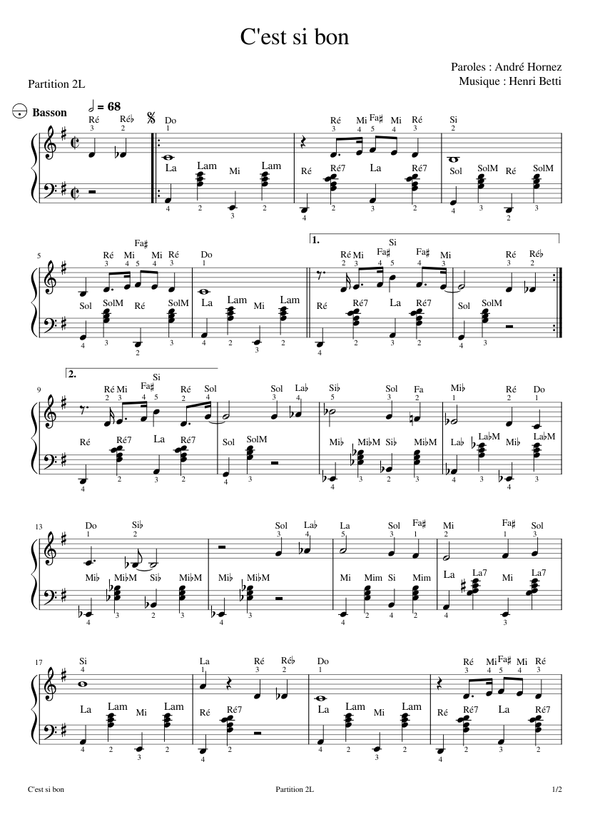 C'est si bon Sheet Music for Accordion (Solo) | MuseScore.com