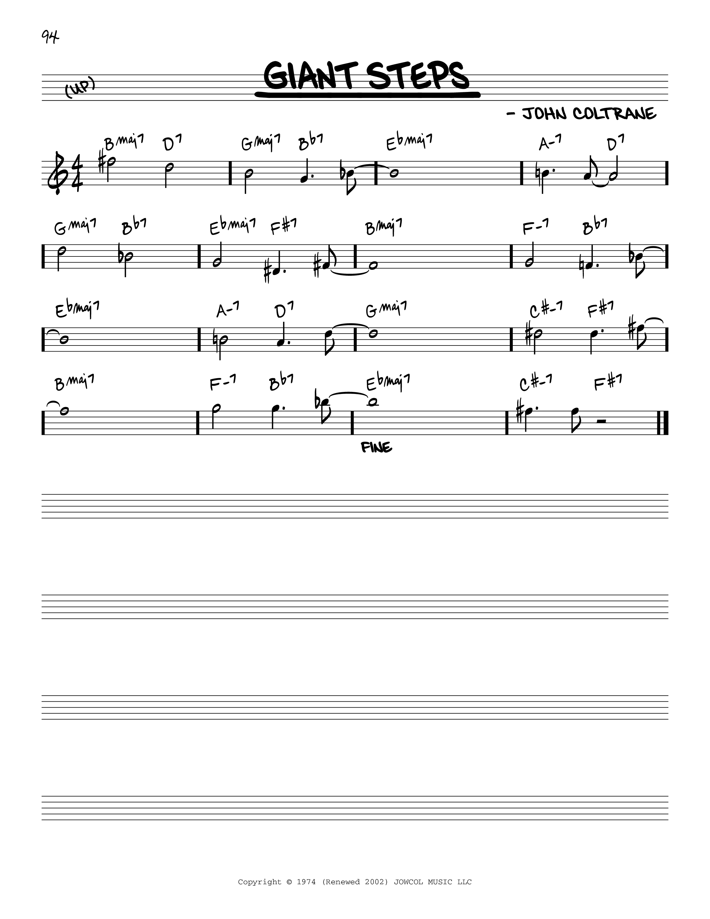 Play Official version of Giant steps sheet music by John Coltrane for ...