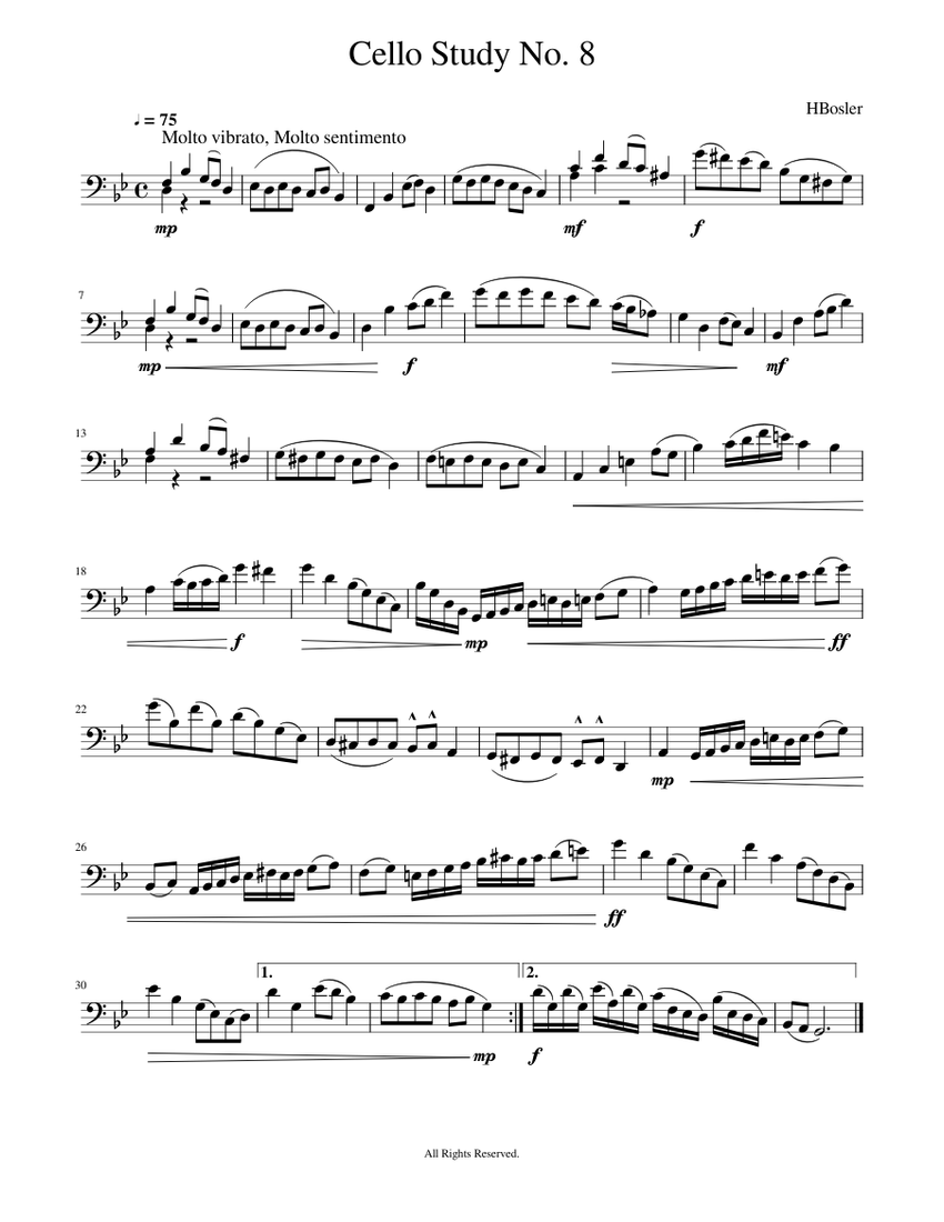 Cello Study No. 8, Adagio Sheet music for Cello (Solo) | Musescore.com
