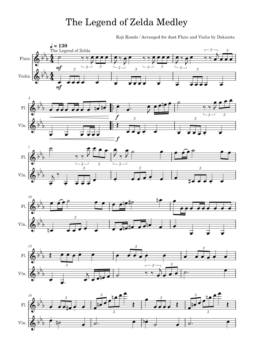 The Legend of Zelda Medley – Koji Kondo The Legend of Zelda Medley Sheet Music for Flute, Violin ...