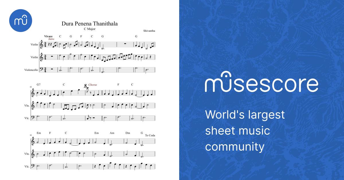 Dura Penena Thanithala Sheet music for Violin (String Duet) | Musescore.com