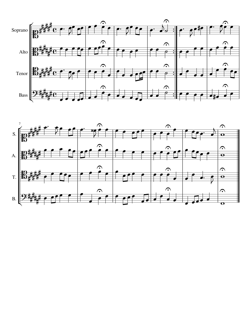 chorale_fsharp_major Sheet music for Soprano, Alto, Tenor, Bass voice ...