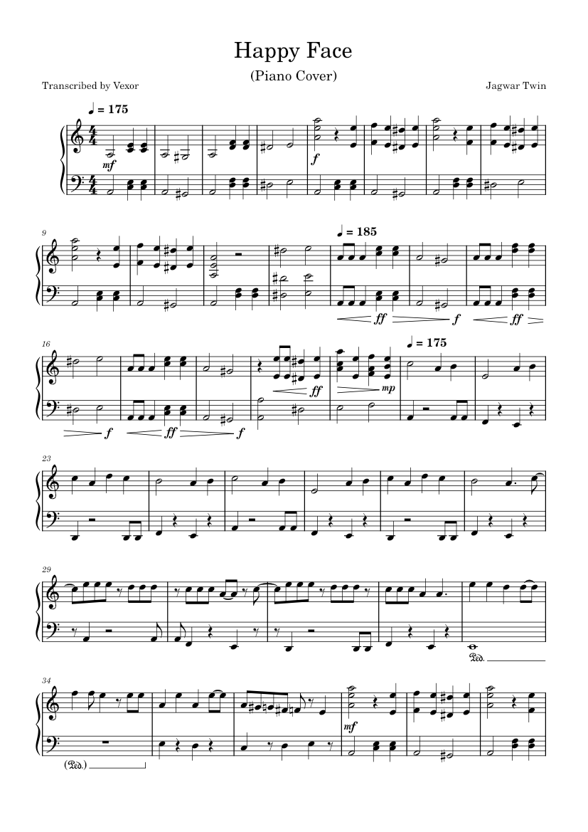 Happy Face – Jagwar Twin Sheet music for Piano (Solo) | Musescore.com