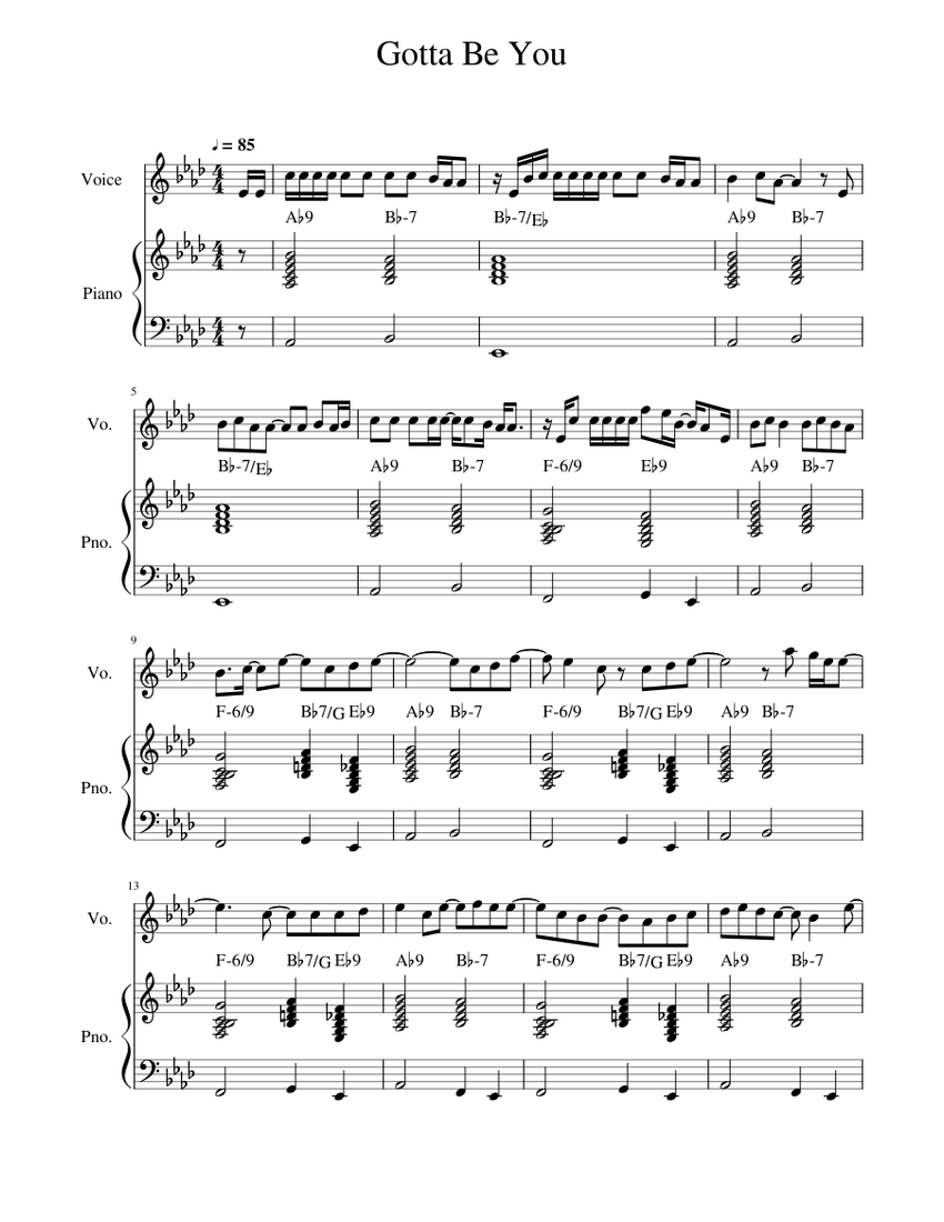 Gotta Be You Reharmonization Sheet music for Piano, Vocals (Piano-Voice ...