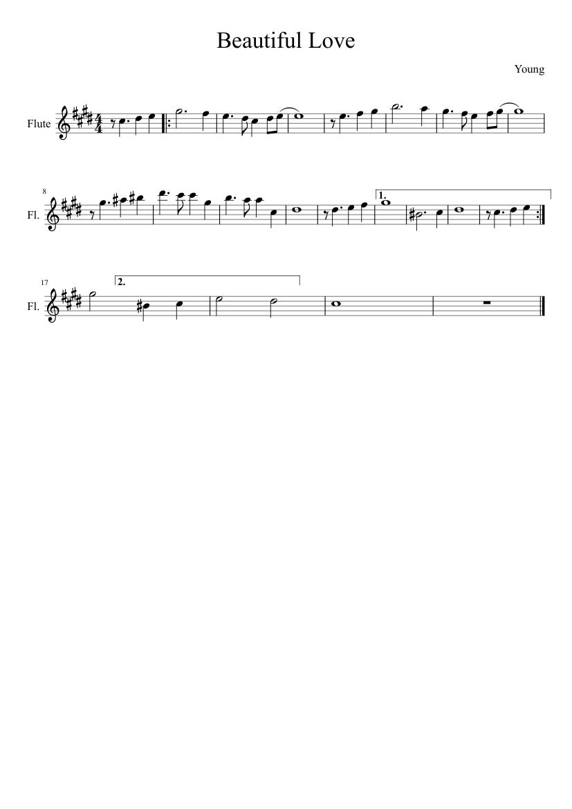 Beautiful Love Sheet music for Flute (Solo) | Musescore.com