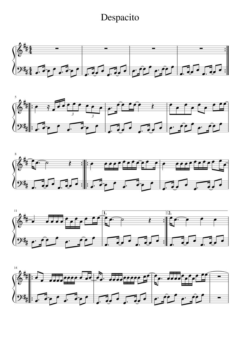 Despacito Sheet Music for Piano (Solo) easy | MuseScore.com
