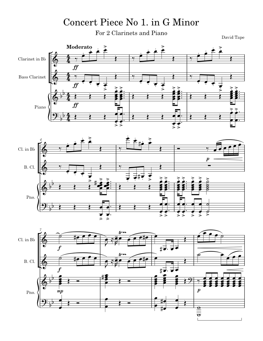 Concert Piece in G Minor Sheet music for Piano, Clarinet other ...