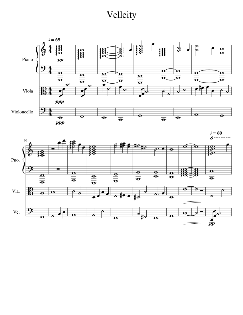 Velleity Sheet music for Piano, Viola, Cello (Mixed Trio) | Musescore.com