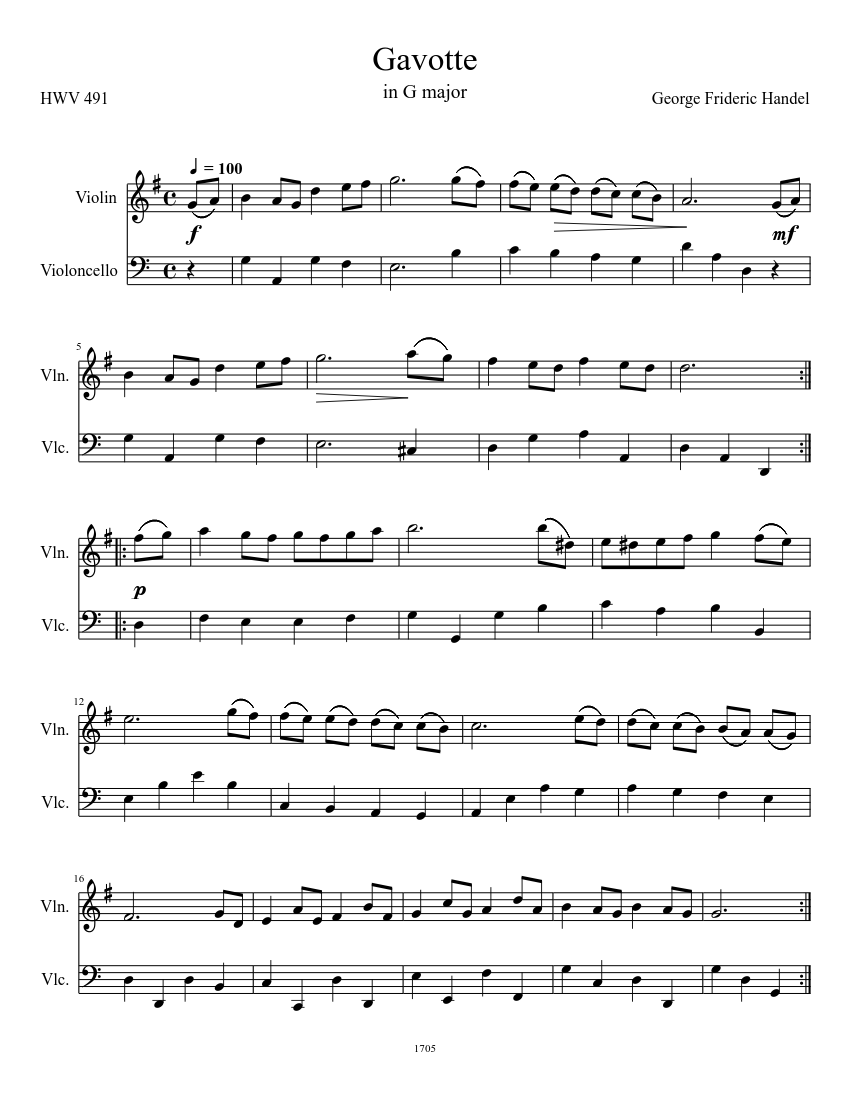 Gavotte in G Major Sheet music for Violin (Solo) | Musescore.com