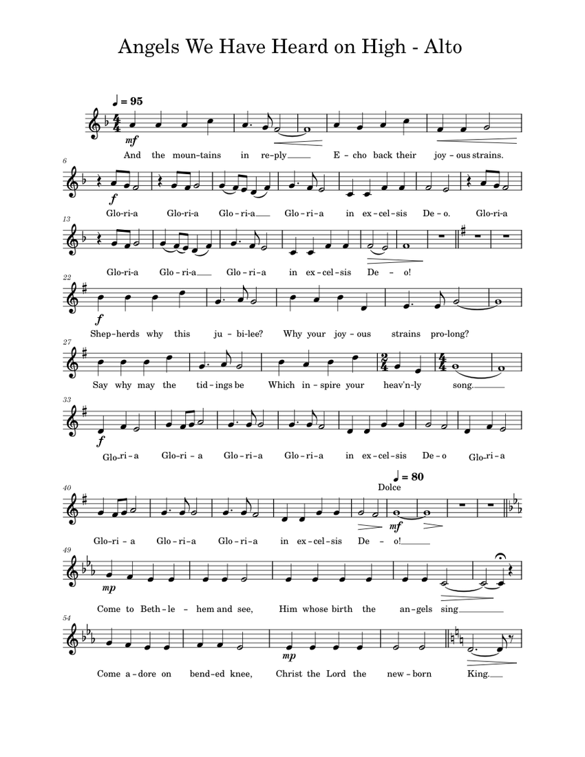Angels We Have Heard on High – Alto Sheet music for Piano (Solo ...