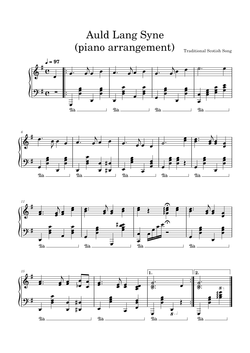 Auld lang syne – Misc Traditional Sheet music for Piano (Solo) Easy ...