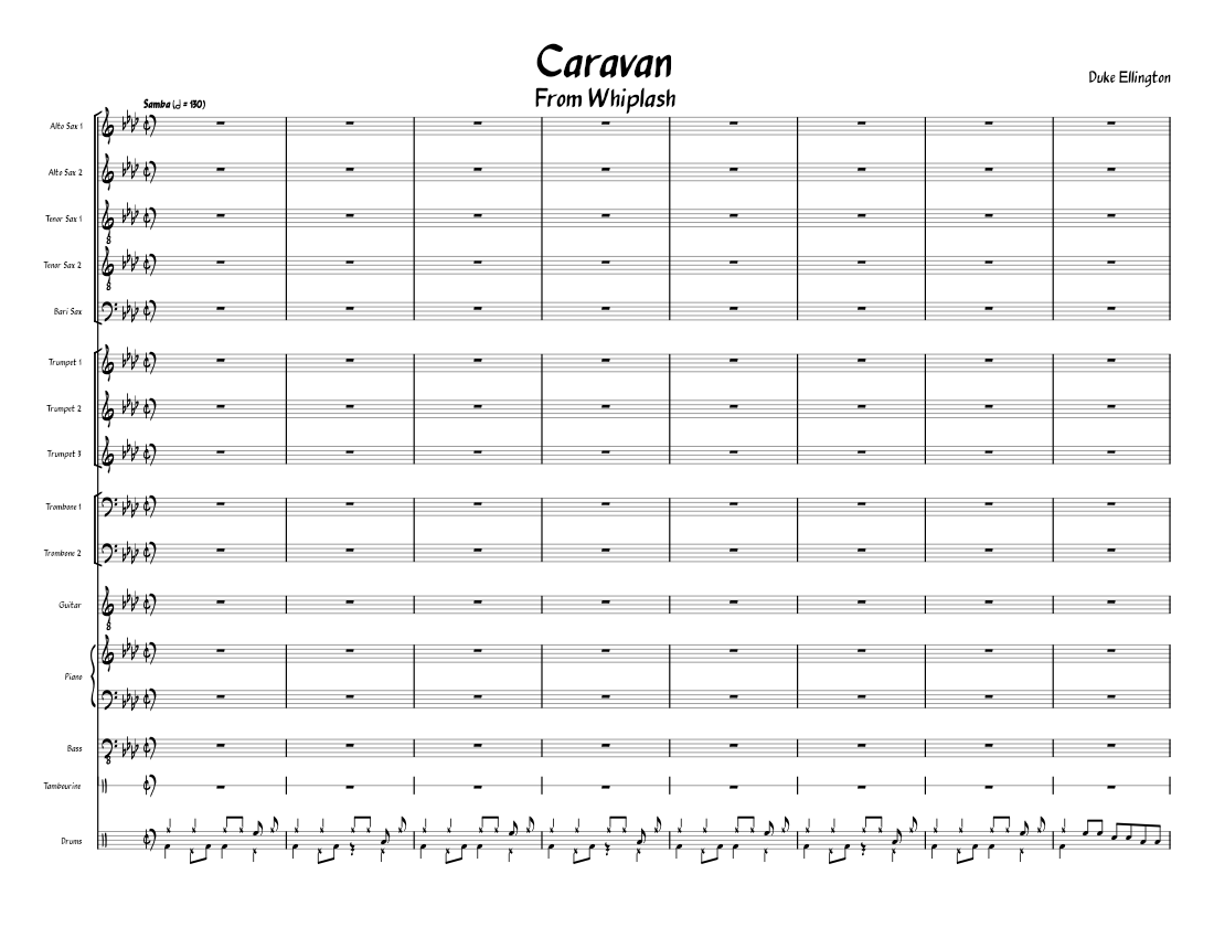 Caravan – Duke Ellington Sheet Music for Piano, Trombone, Tambourine ...