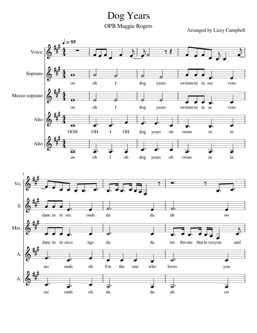 Dog years – Maggie Rogers Sheet music for Soprano, Alto, Vocals, Mezzo ...