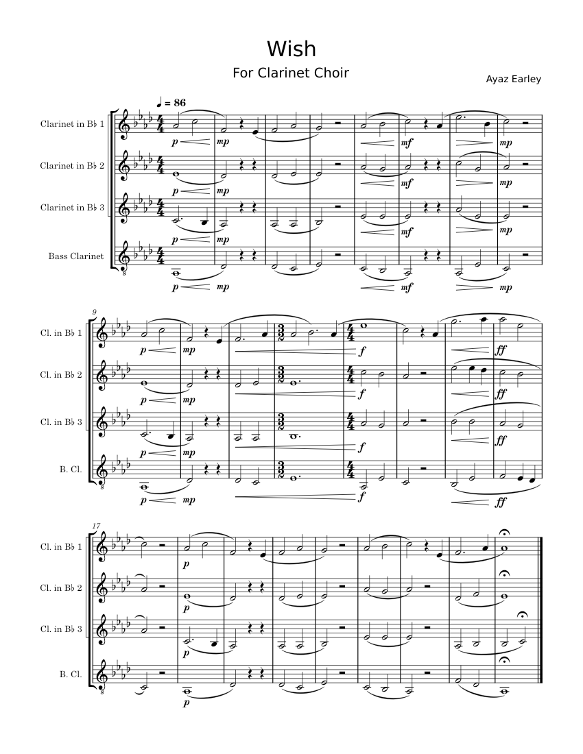 Wish Sheet music for Clarinet other (Mixed Quartet) | Musescore.com
