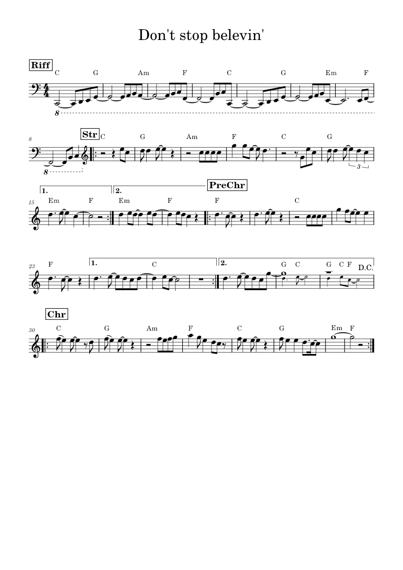 Don't Stop Believin' – Journey Sheet music for Piano (Solo) Easy ...
