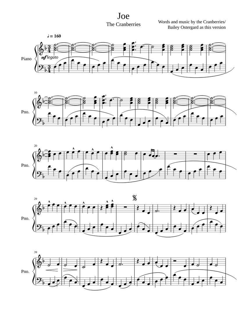 Joe Sheet music for Piano (Solo) Easy | Musescore.com