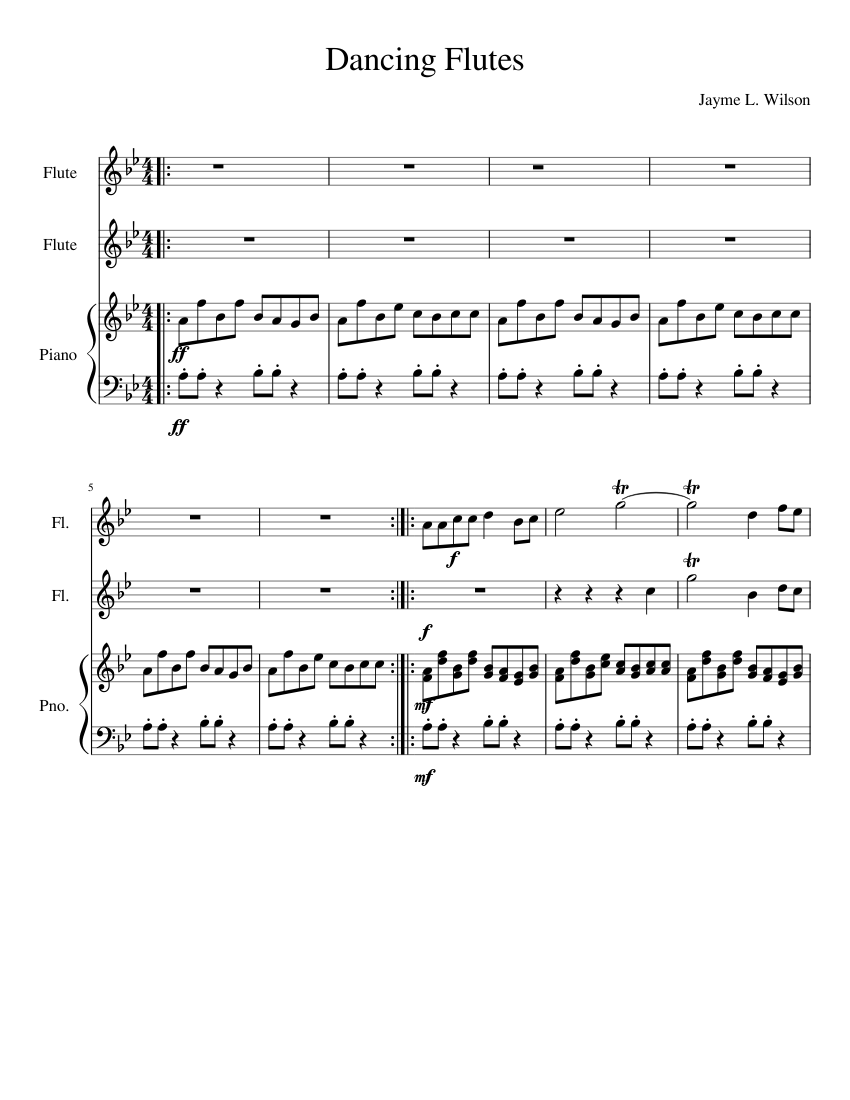 Dancing Flutes Sheet music for Piano, Flute (Mixed Trio) | Musescore.com
