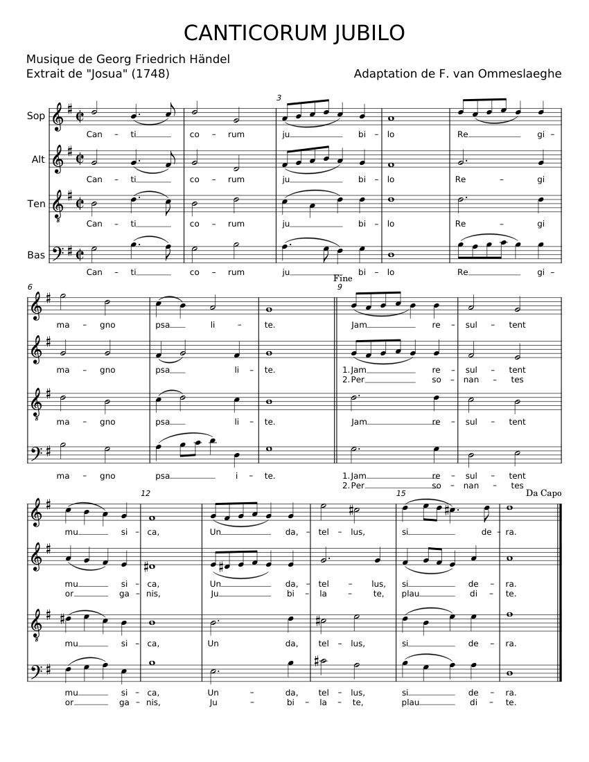 Canticorum jubilo - Georg Friedrich Händel Sheet music for Vocals ...