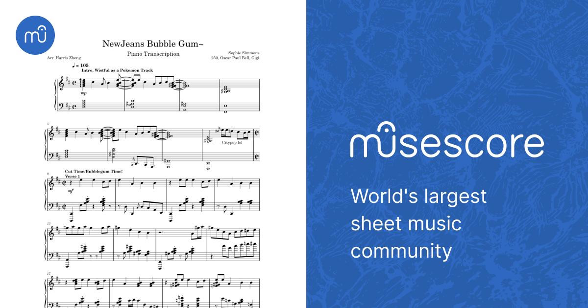 NewJeans (뉴진스) Bubble Gum/Bubblegum (Piano Arrangement) Sheet music for ...