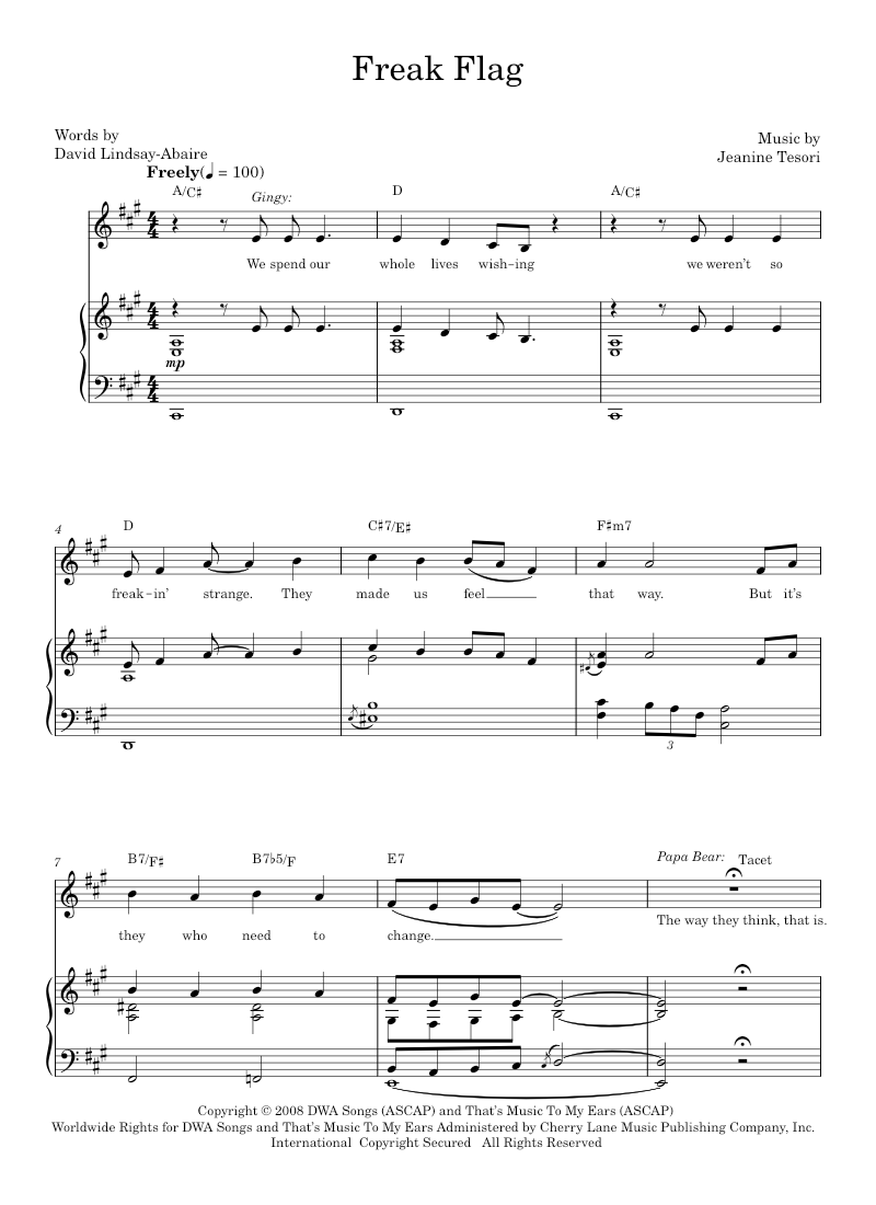 Play Official version of Freak Flag Sheet Music by Shrek The Musical ...