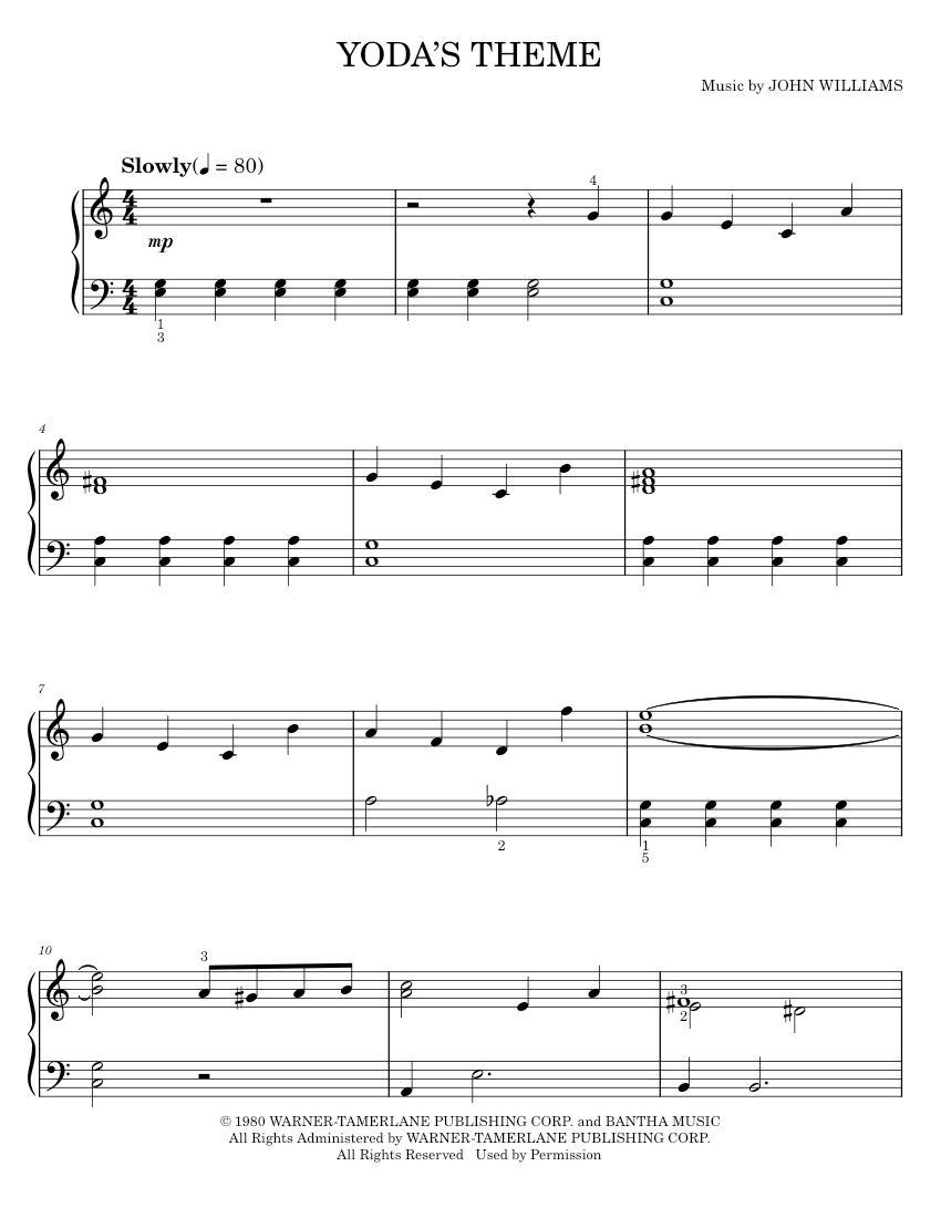 Play Official version of Yoda's Theme Sheet Music by John Williams for ...