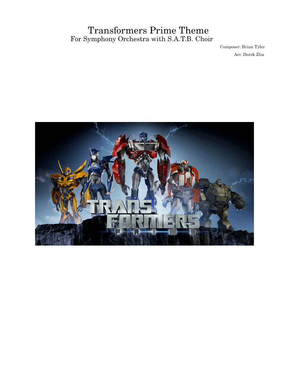Transformers Prime Theme – Brian Tyler/ Arr. Derek Z. Sheet music for Trombone, Soprano, Alto ...