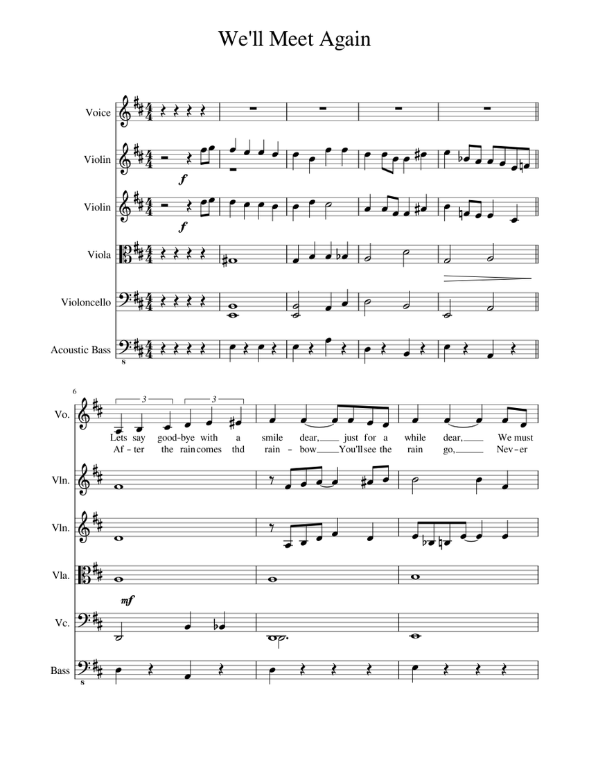 We'll Meet Again Sheet music for Vocals, Violin, Viola, Cello & more ...