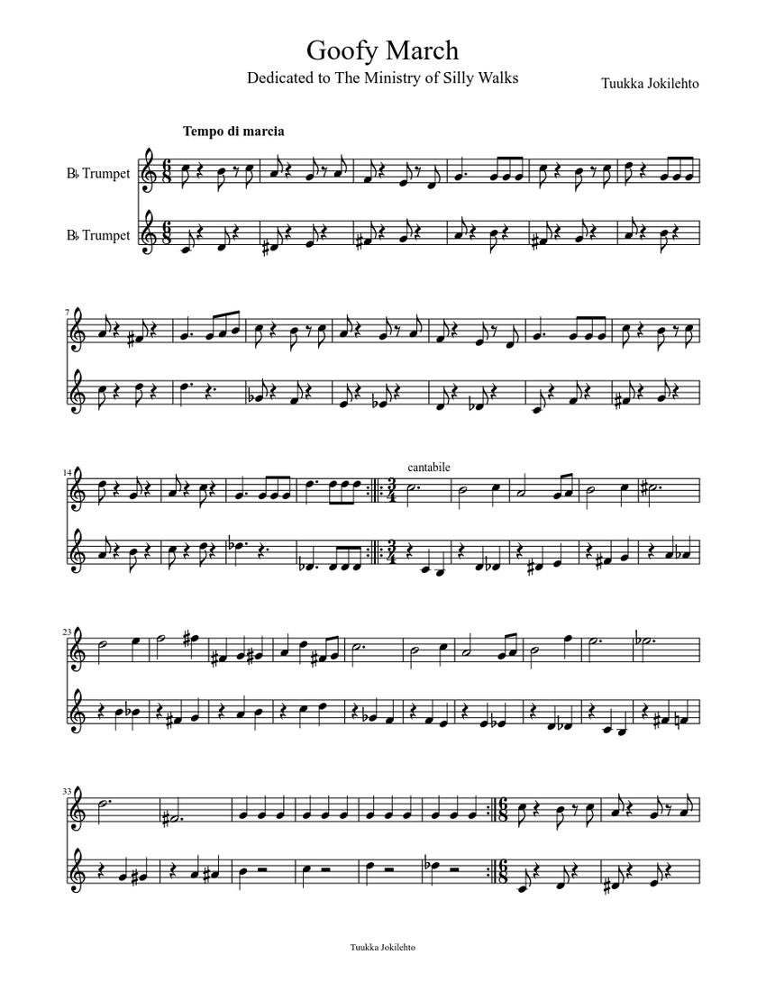Goofy March Sheet music for Trumpet other (Brass Duet) | Musescore.com