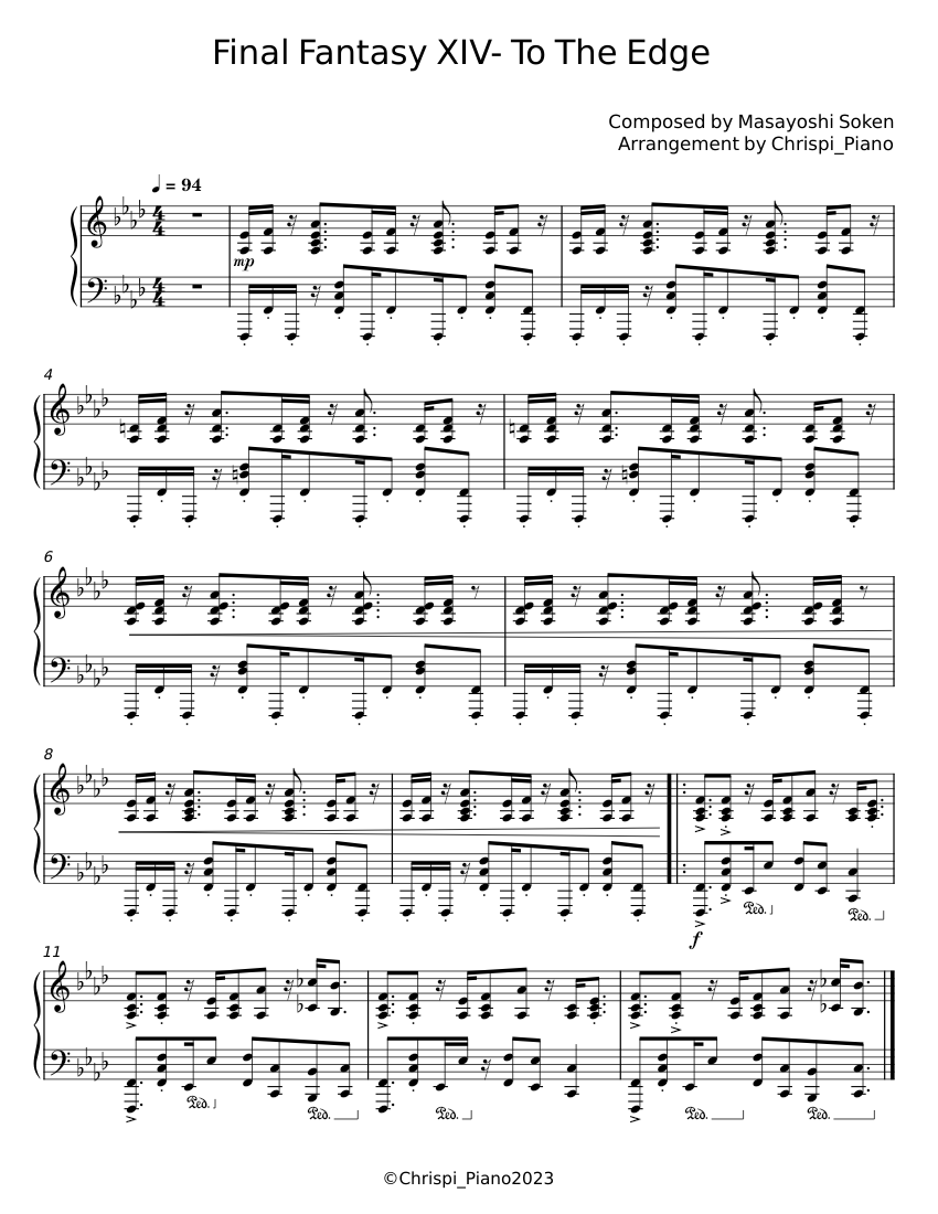 Final Fantasy XIV - To The Edge - Misc Computer Games Sheet Music for ...