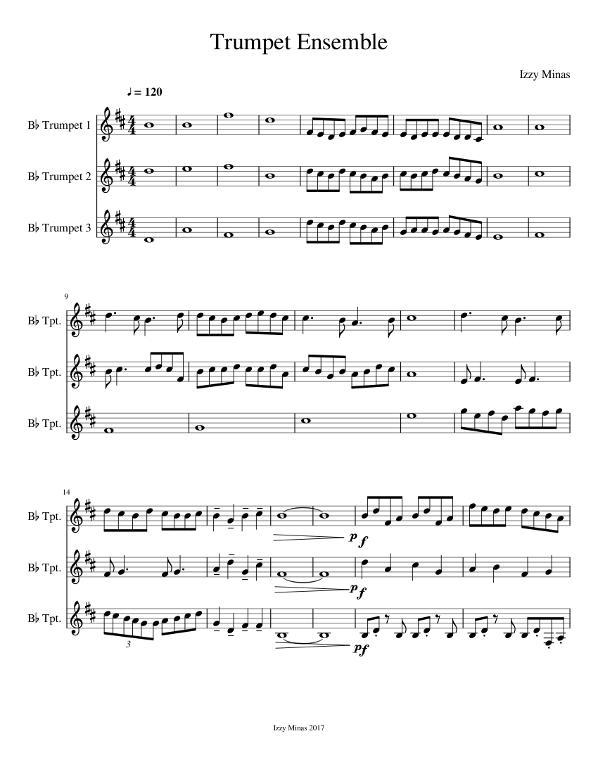 Trumpet Ensemble Sheet music for Trumpet in b-flat (Mixed Trio ...